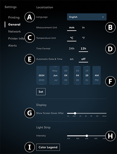 PSLA 270 General Settings