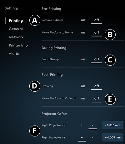 PSLA 270 Printing Settings