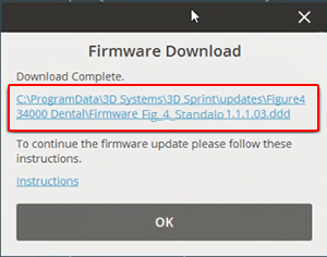 Figure 4 Standalone Update Printer Firmware via 3D Sprint