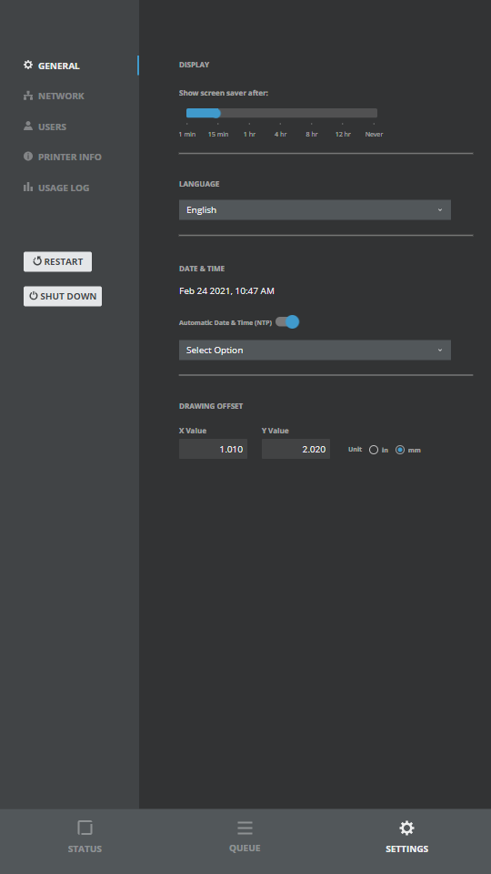 SLA 750 Series Printer Shutdown