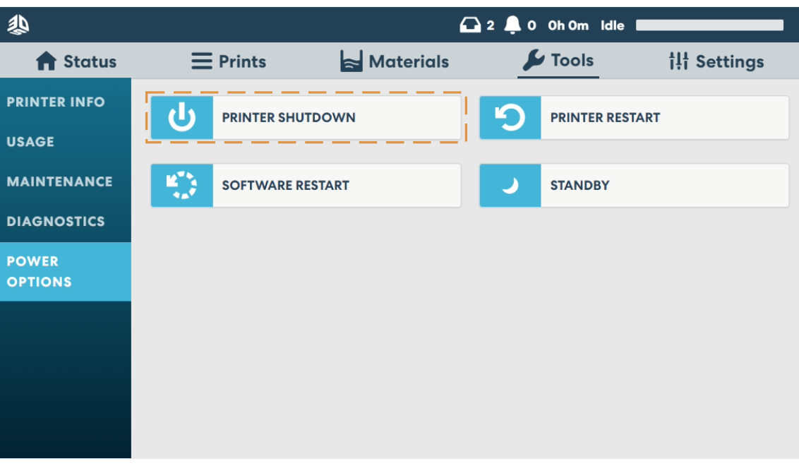 NextDent 300 Printer Power Options