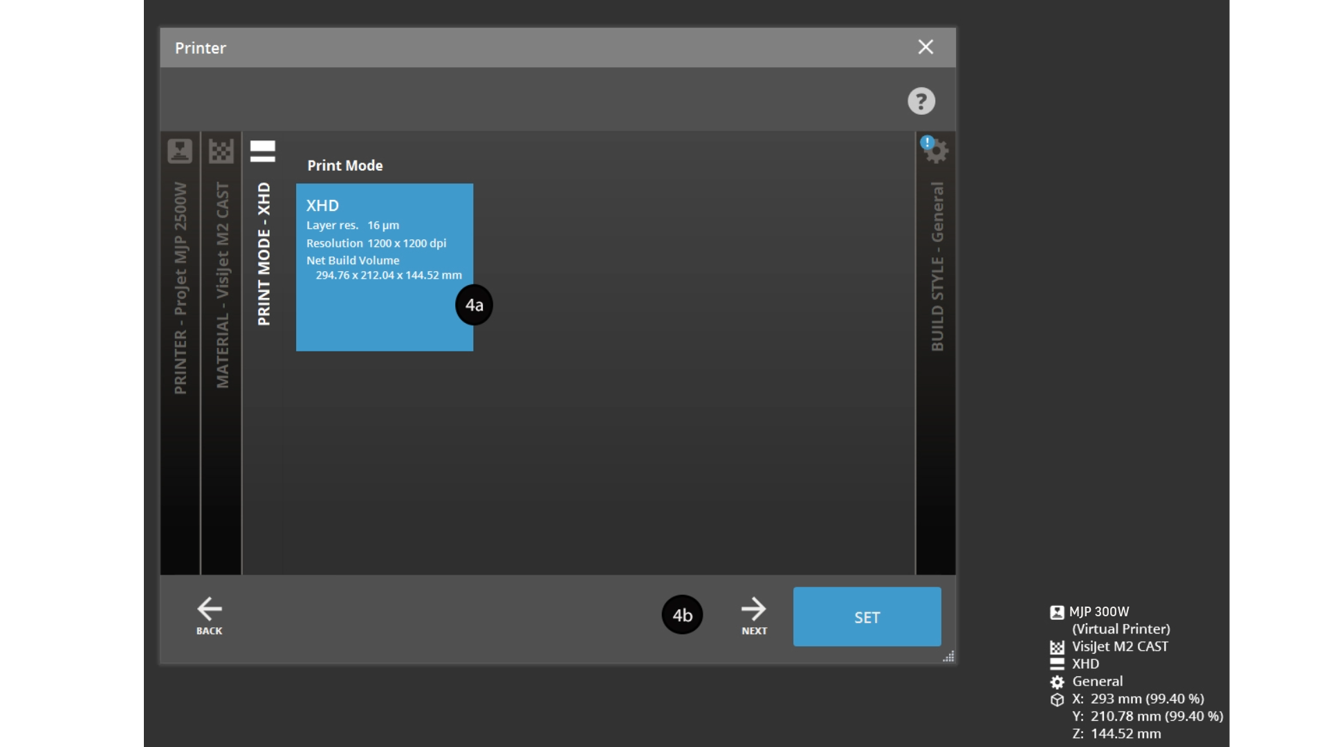 MJP 300W Steps for Printing
