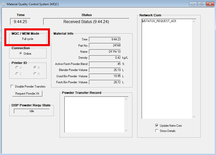 SLS MDM in MQC Window