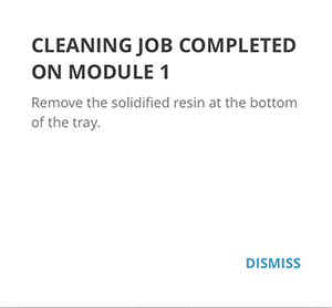 Figure 4 Modular Running a Resin Tray Cleaning After a Failed Build