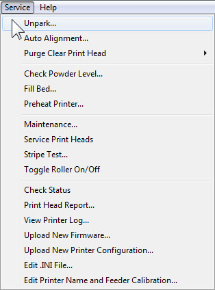 Service Menus by Printer