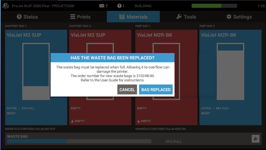 ProJet MJP 2500 Changing Waste Bag