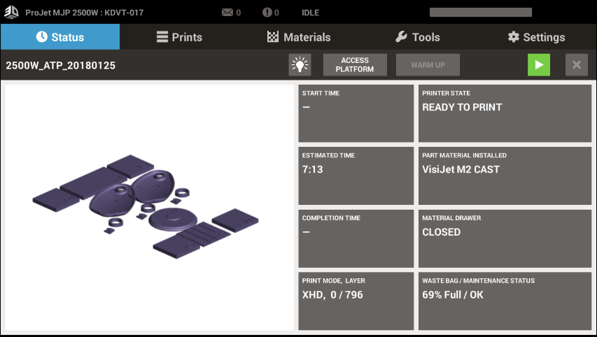 ProJet MJP 2500 Print Platform Removal and Installation