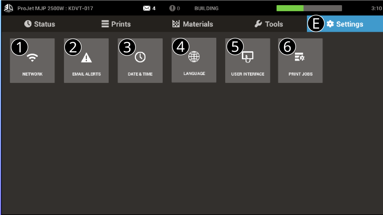 ProJet MJP 2500 User Interface