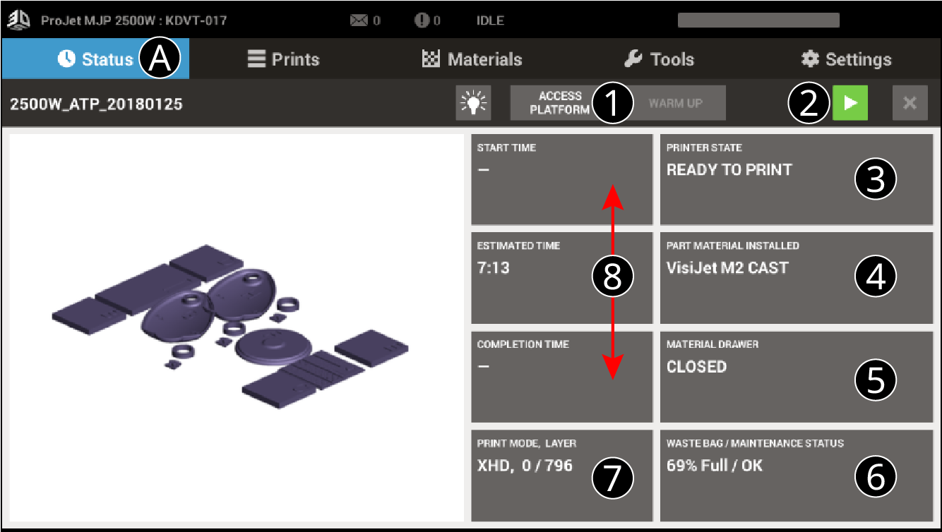 ProJet MJP 2500 User Interface