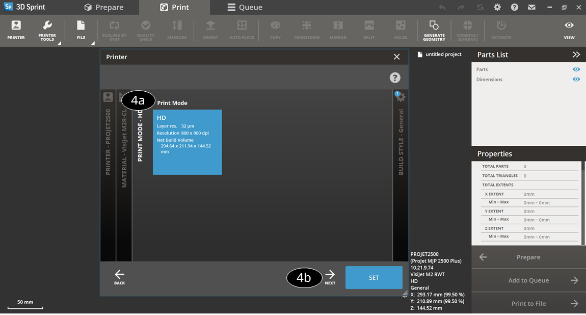 ProJet MJP 2500 Steps for Printing