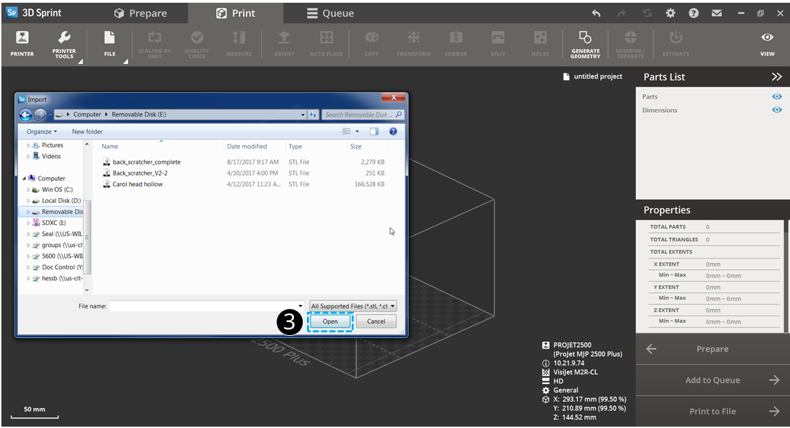 ProJet MJP 2500 Steps for Printing