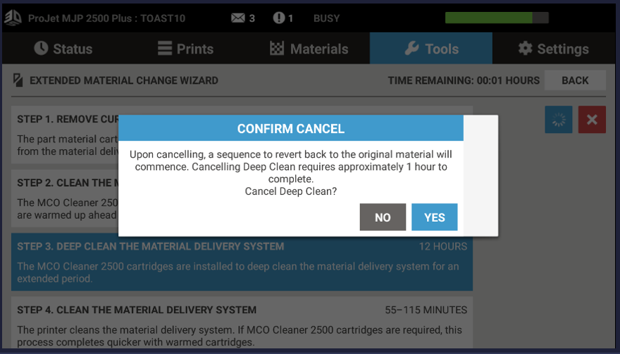 ProJet MJP 2500 Extended Material Changeover (EMCO)