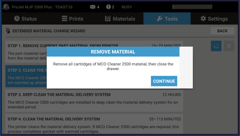 ProJet MJP 2500 Extended Material Changeover (EMCO)