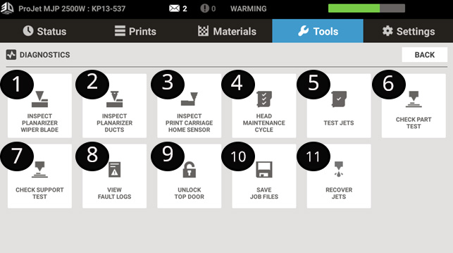 ProJet MJP 2500 User Interface