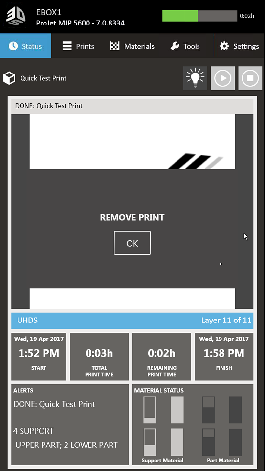 ProJet MJP 5600 Quick Start Printer Startup and Quick Test Print