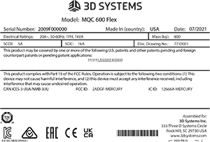 MQC 600 Single/Flex Label Installation Diagram