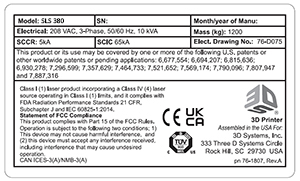 SLS 380 Label Installation Diagram